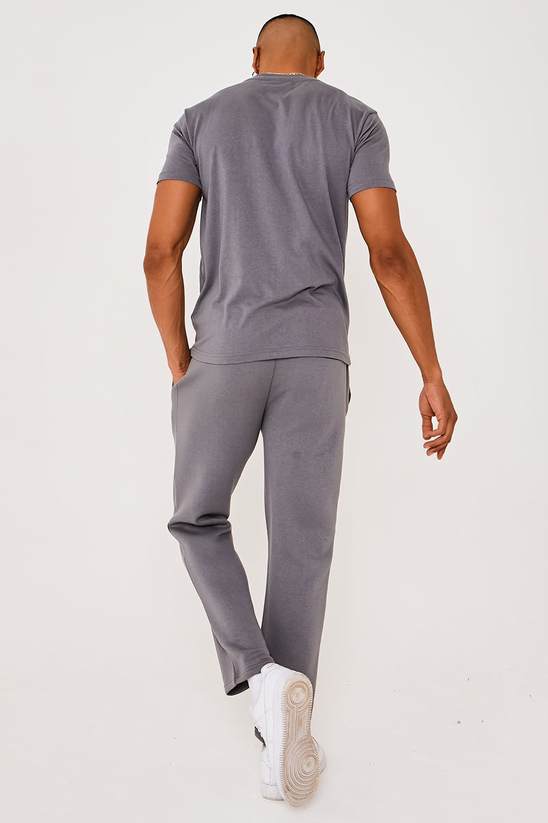Mens Jogger & T-Shirt Set Metal Grey Fleece Pinner – brandsfornothing